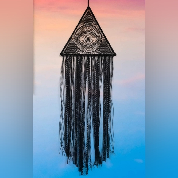Handmade | Wall Decor | Black Lace Evil Eye Triangle Dream Catcher ...